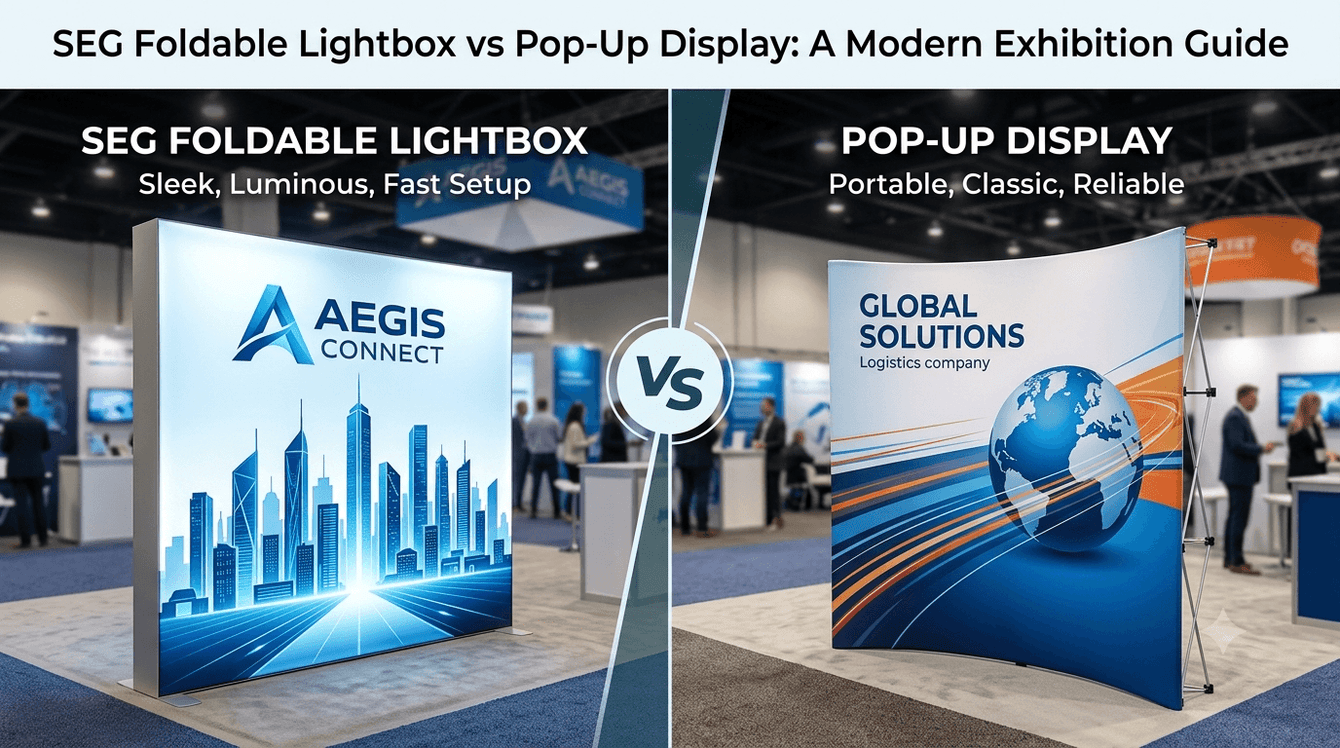 SEG Foldable Lightbox vs Pop Up Display for Trade Shows – FramePlus ...